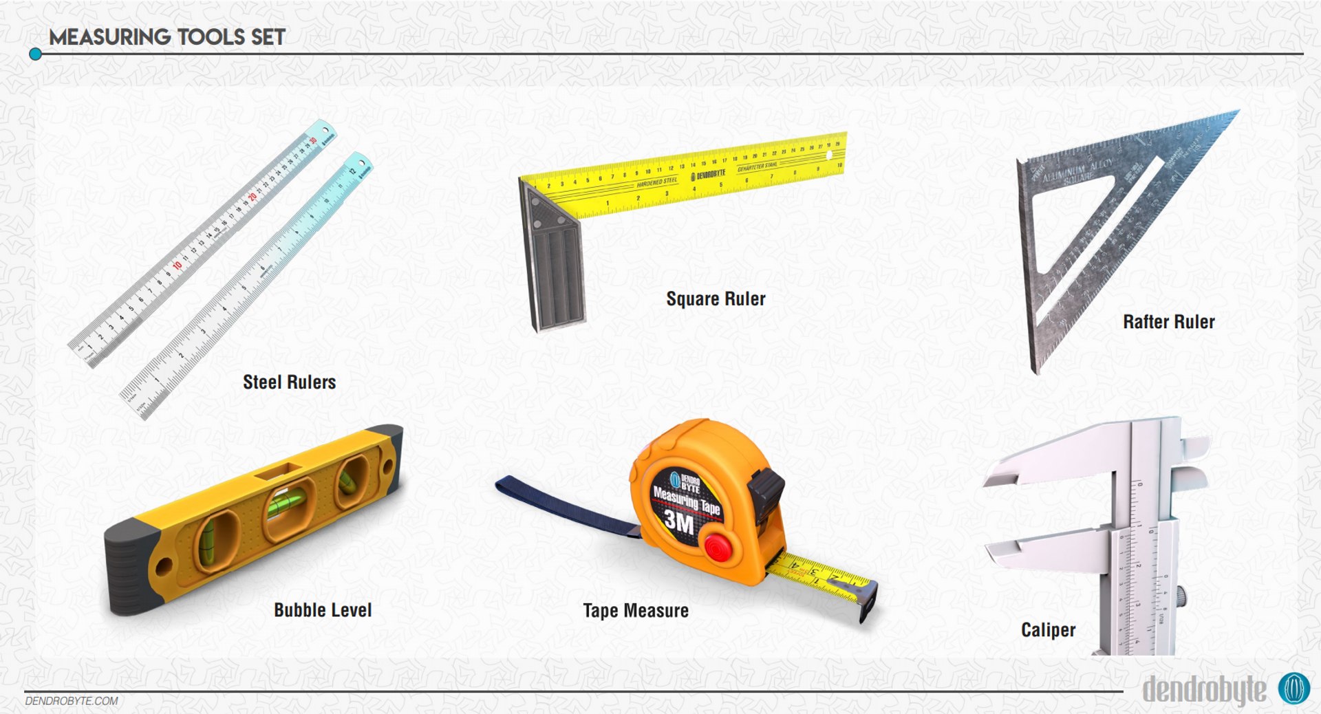 3D measuring tools set model - TurboSquid 1710677