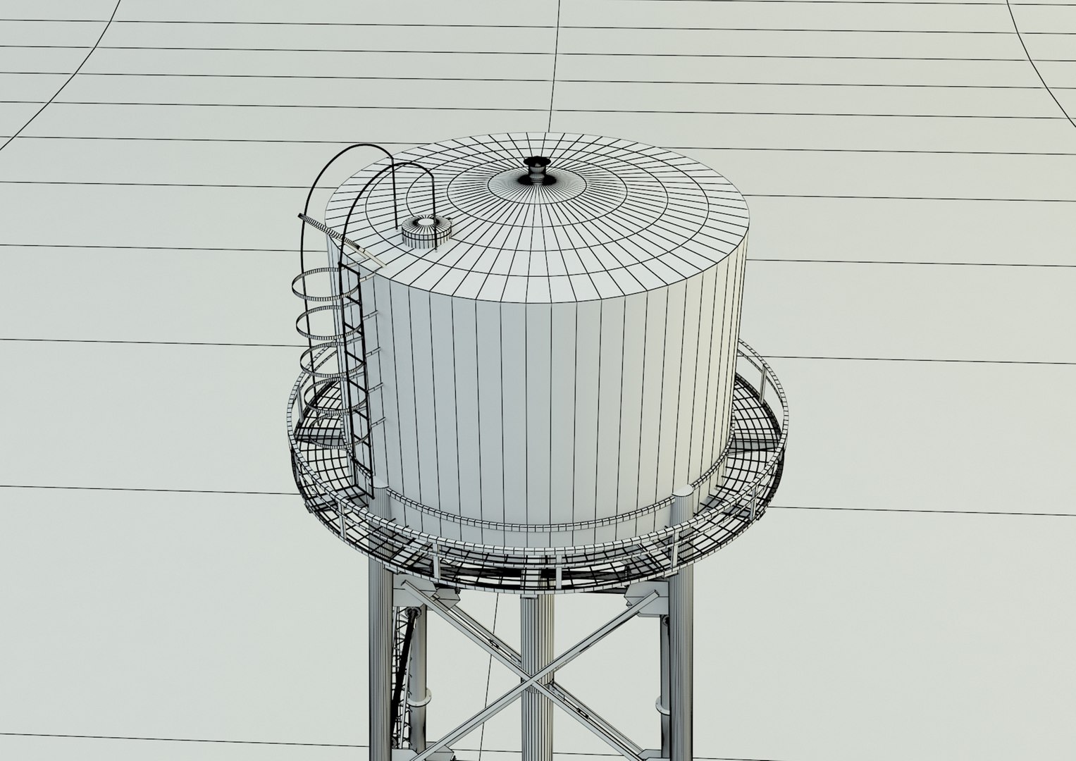 High Tower Water Tank Model - TurboSquid 2070172