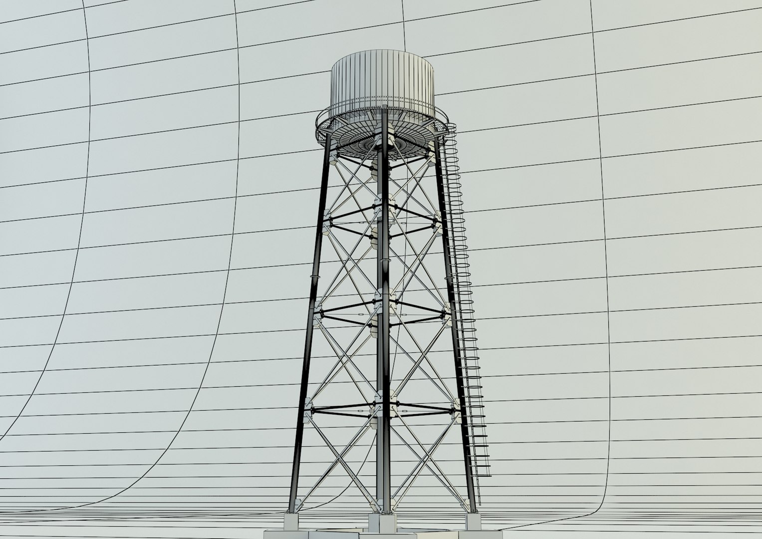 High Tower Water Tank Model - TurboSquid 2070172