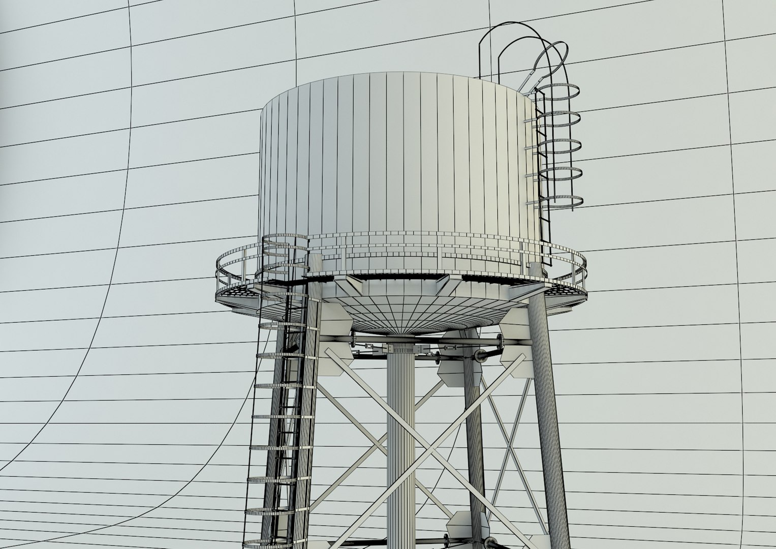 High Tower Water Tank Model - TurboSquid 2070172
