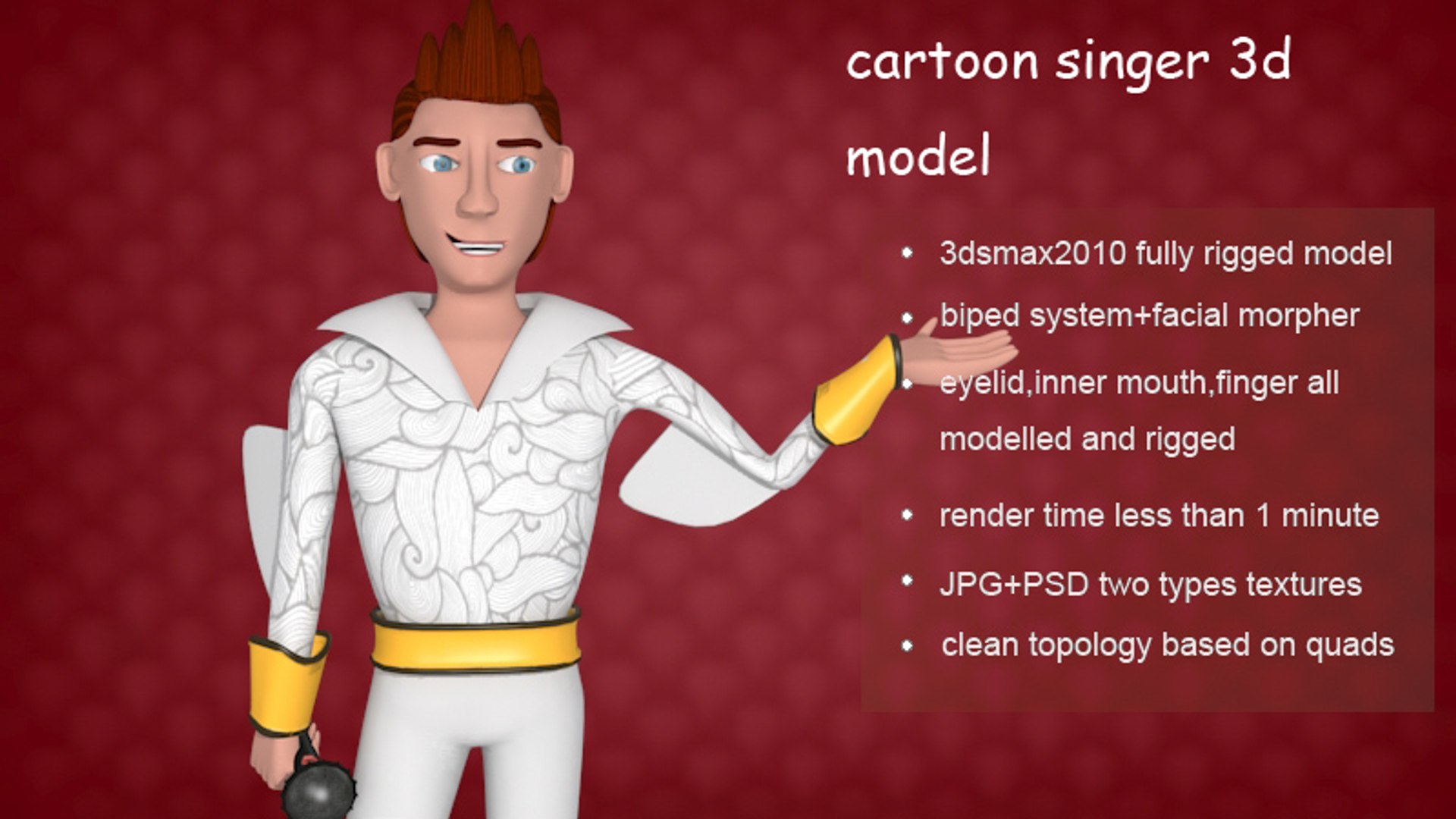 3D cartoon singer - TurboSquid 1629555