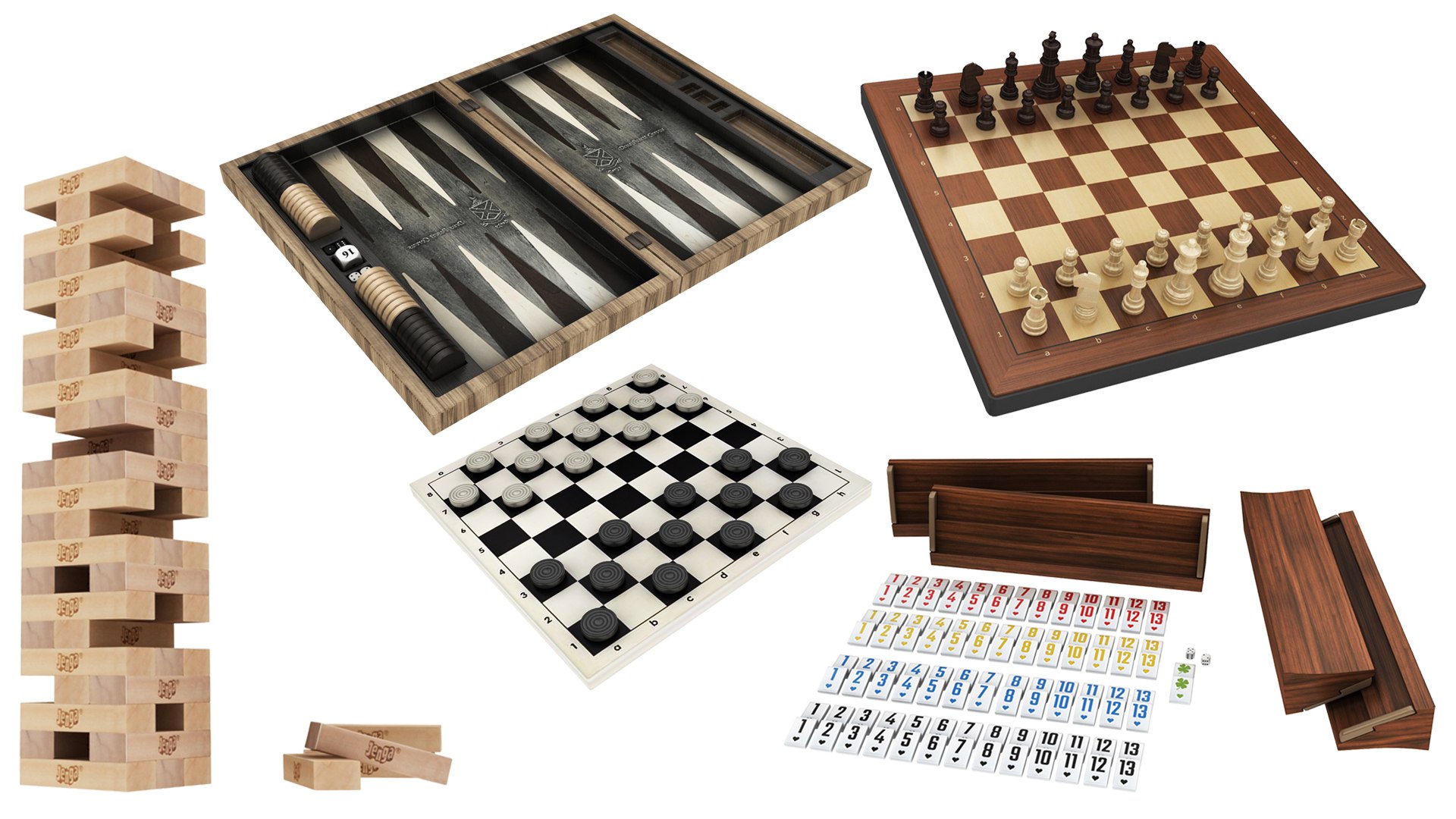 3D board backgammon chess jenga model - TurboSquid 1503685