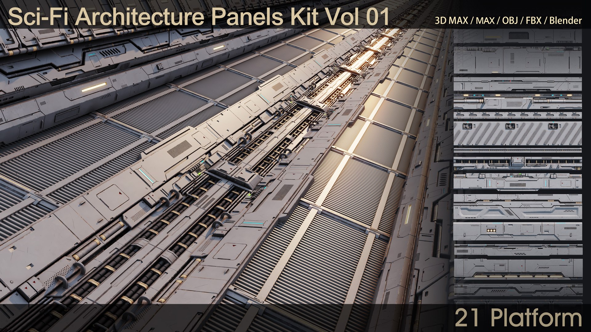 3D model Sci-Fi Architecture Panels Pack vol 01 - TurboSquid 1960905