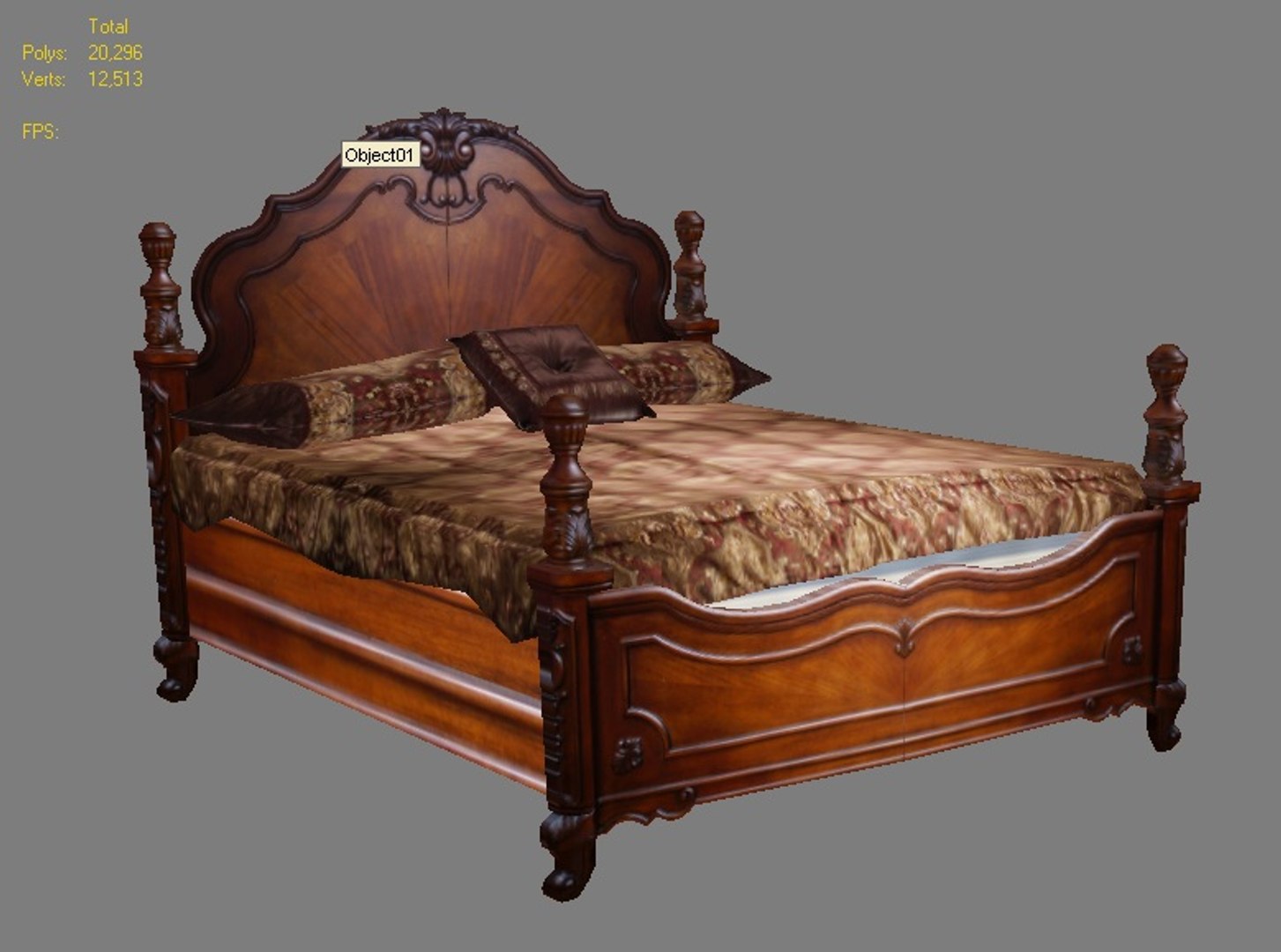 3ds Max Wooden Bed