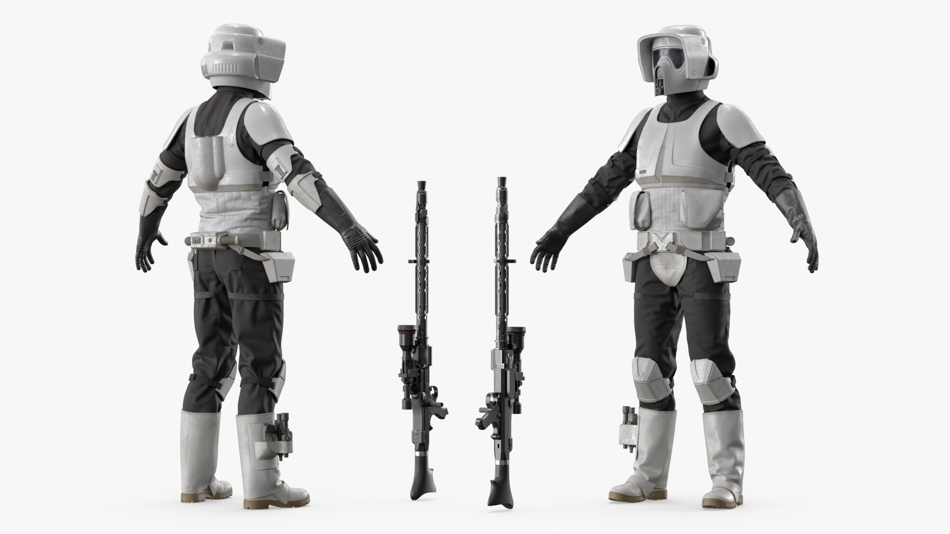 3D Star Wars Trooper Armor With Long Blaster Rifle Used Model ...
