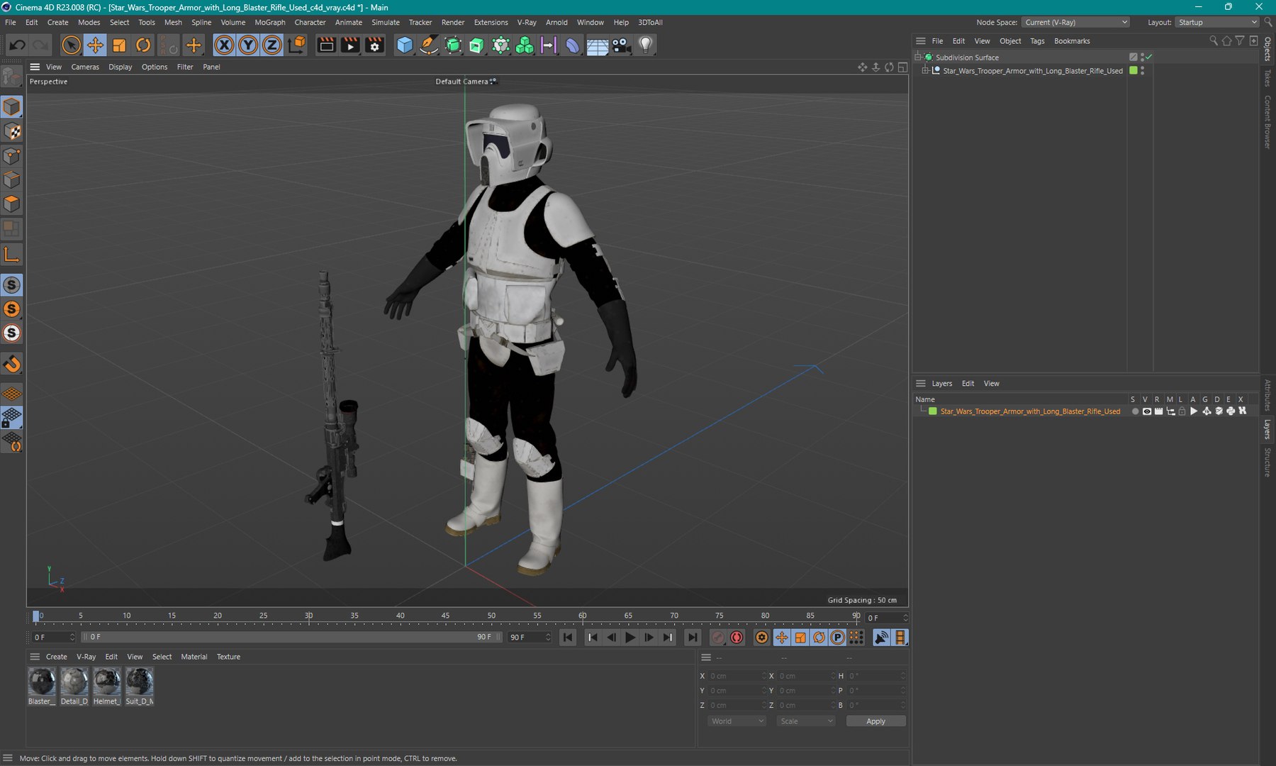 3D Star Wars Trooper Armor With Long Blaster Rifle Used Model ...