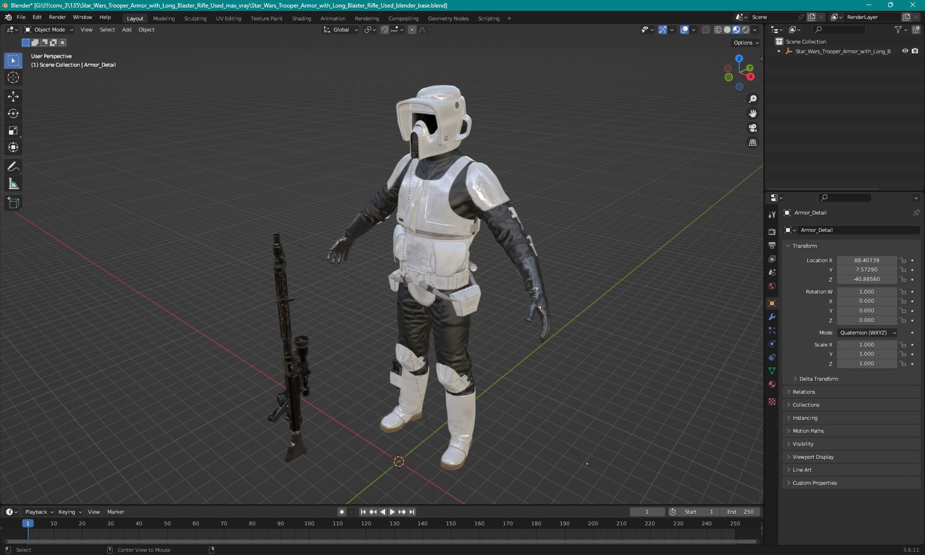 3D Star Wars Trooper Armor With Long Blaster Rifle Used Model ...