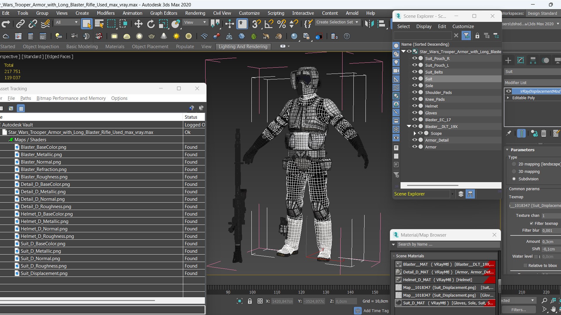 3D Star Wars Trooper Armor With Long Blaster Rifle Used Model ...