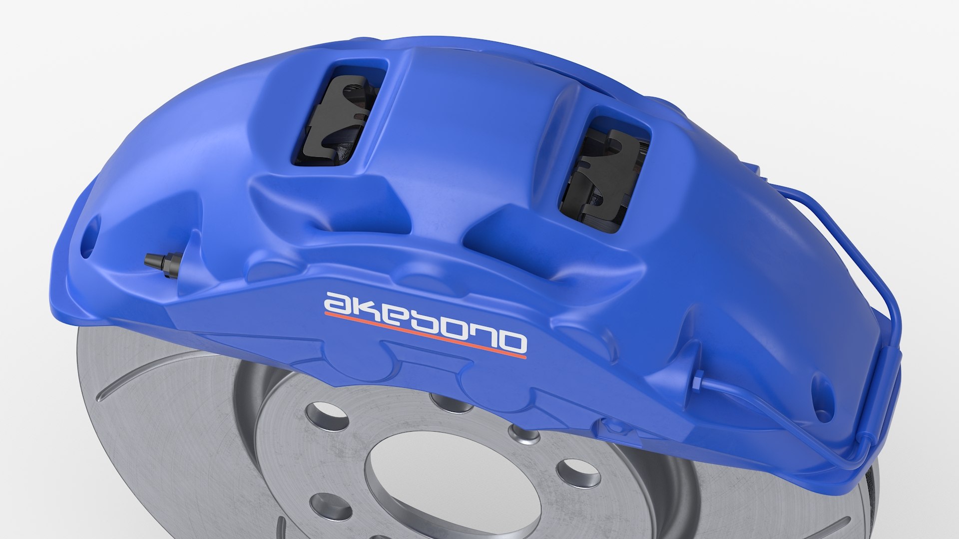 3D Akebono Slotted Brake Disc And Blue Caliper Model - TurboSquid 2389355