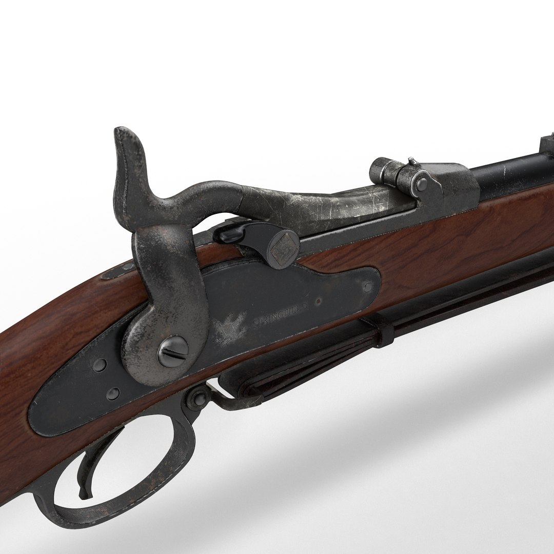 3d photorealistic springfield musket rifles