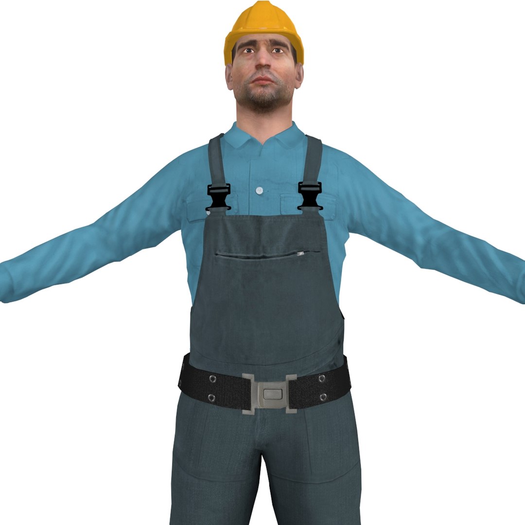 3d rigged worker man