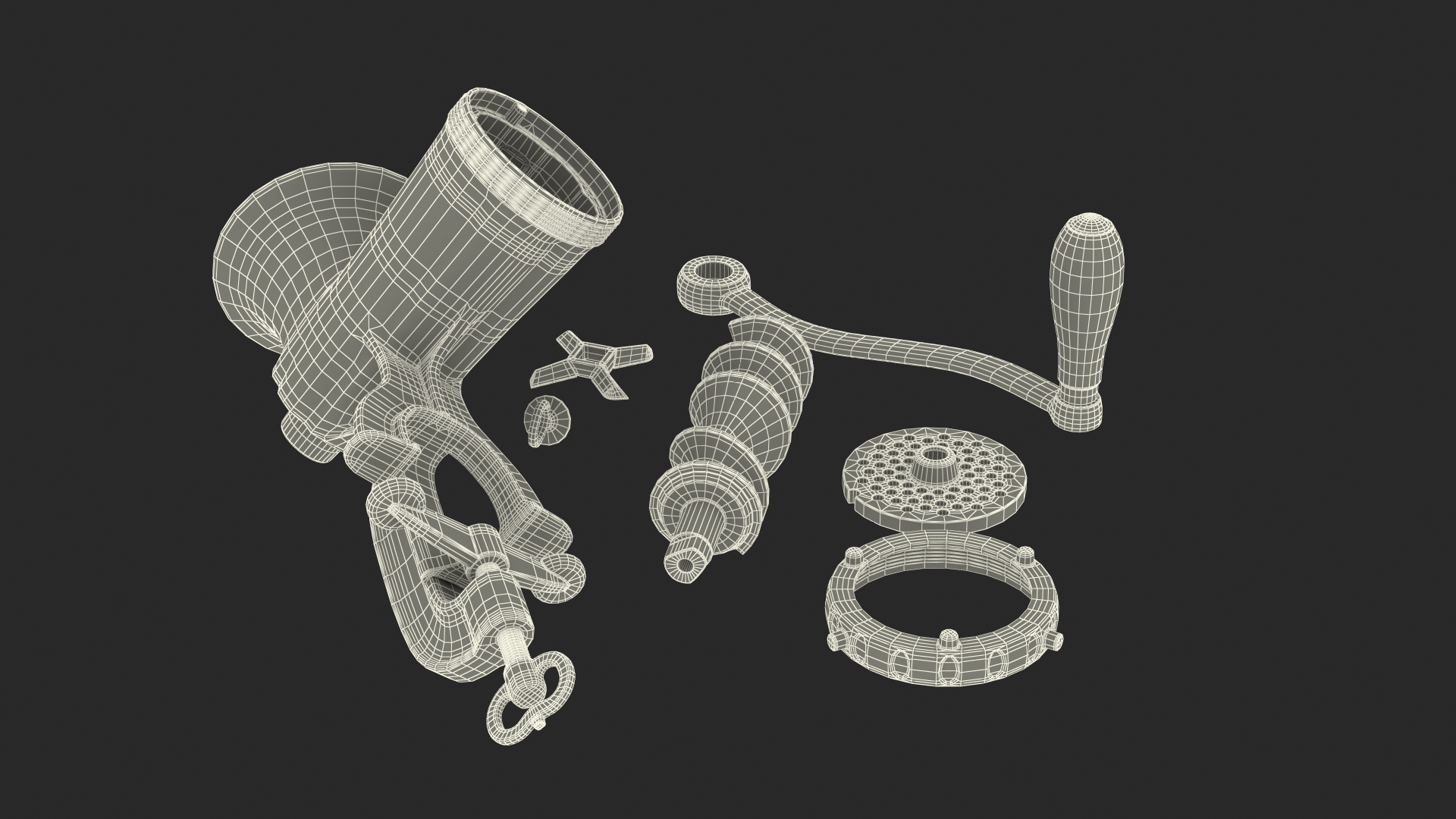 Hand Meat Grinder Disassembled 3D Model - TurboSquid 1875629