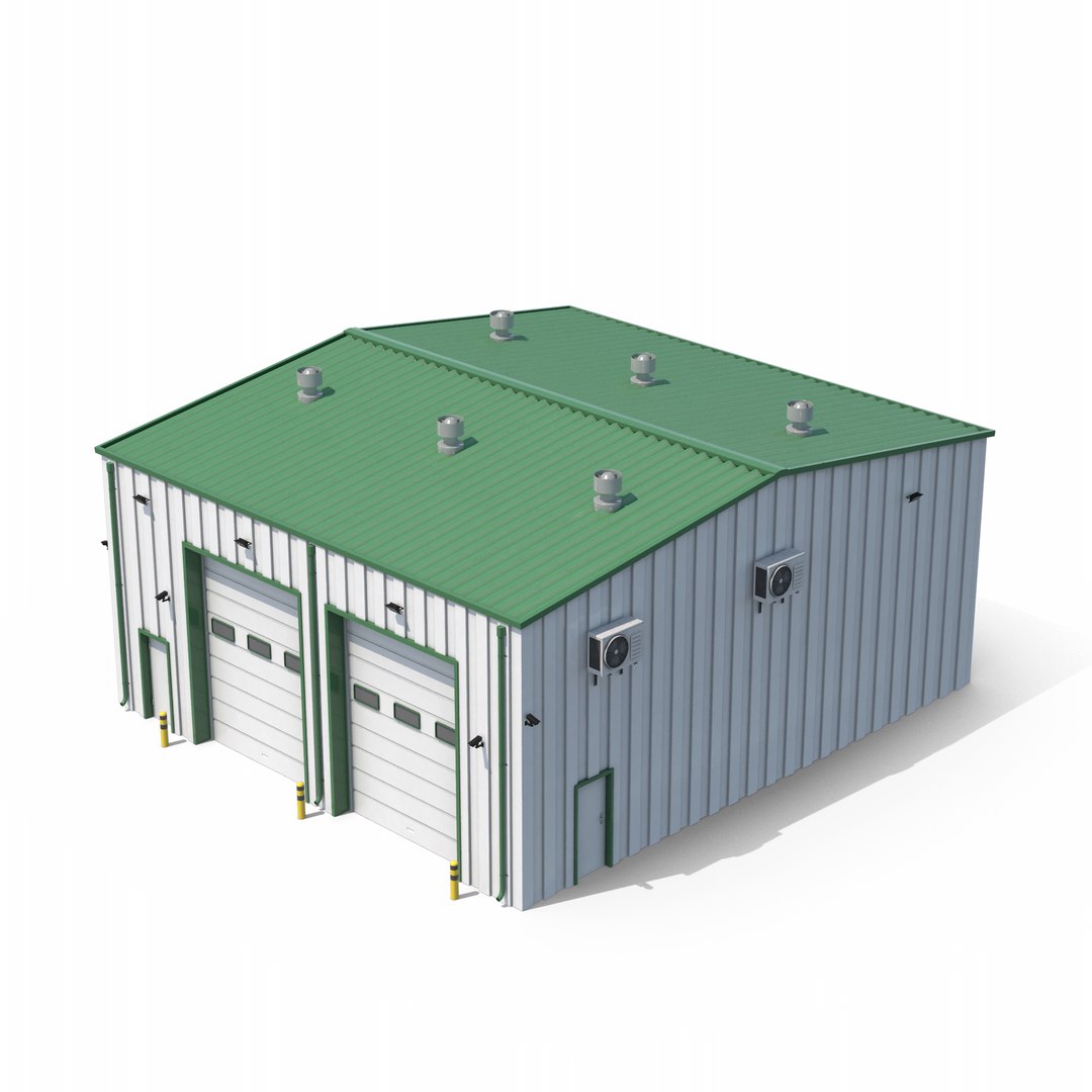 3D Model Green Warehouse Building - TurboSquid 2303953