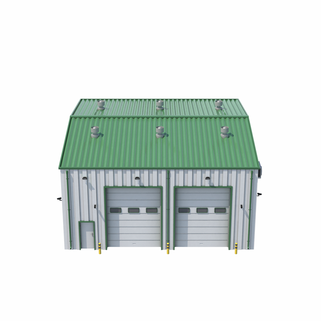 3D Model Green Warehouse Building - TurboSquid 2303953