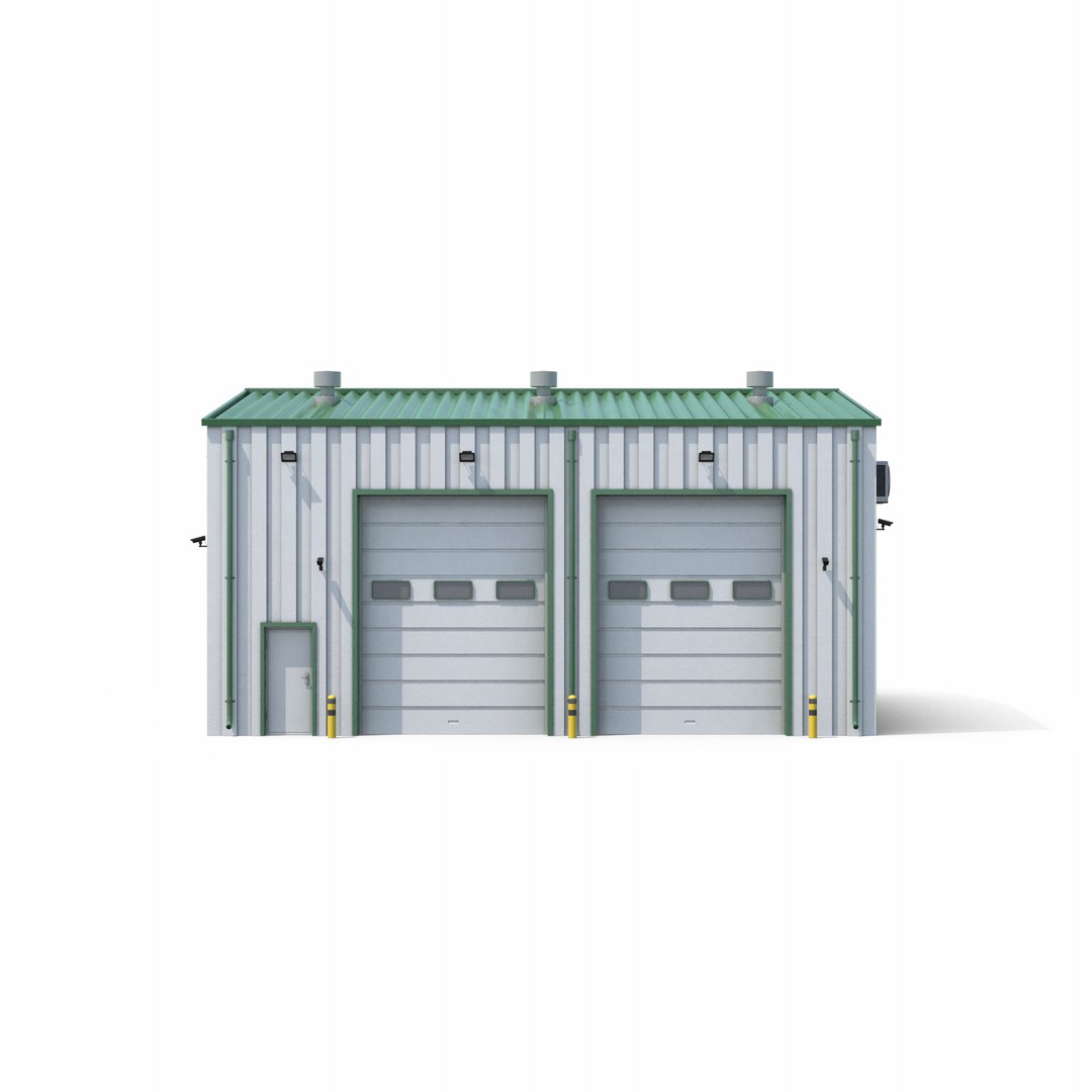 3D Model Green Warehouse Building - TurboSquid 2303953