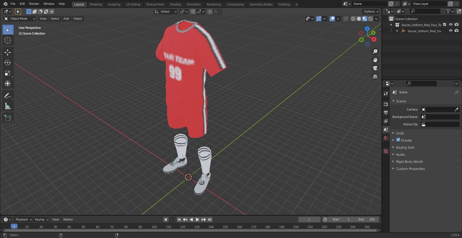 Soccer Uniform Red Your Team 3D - TurboSquid 1930783
