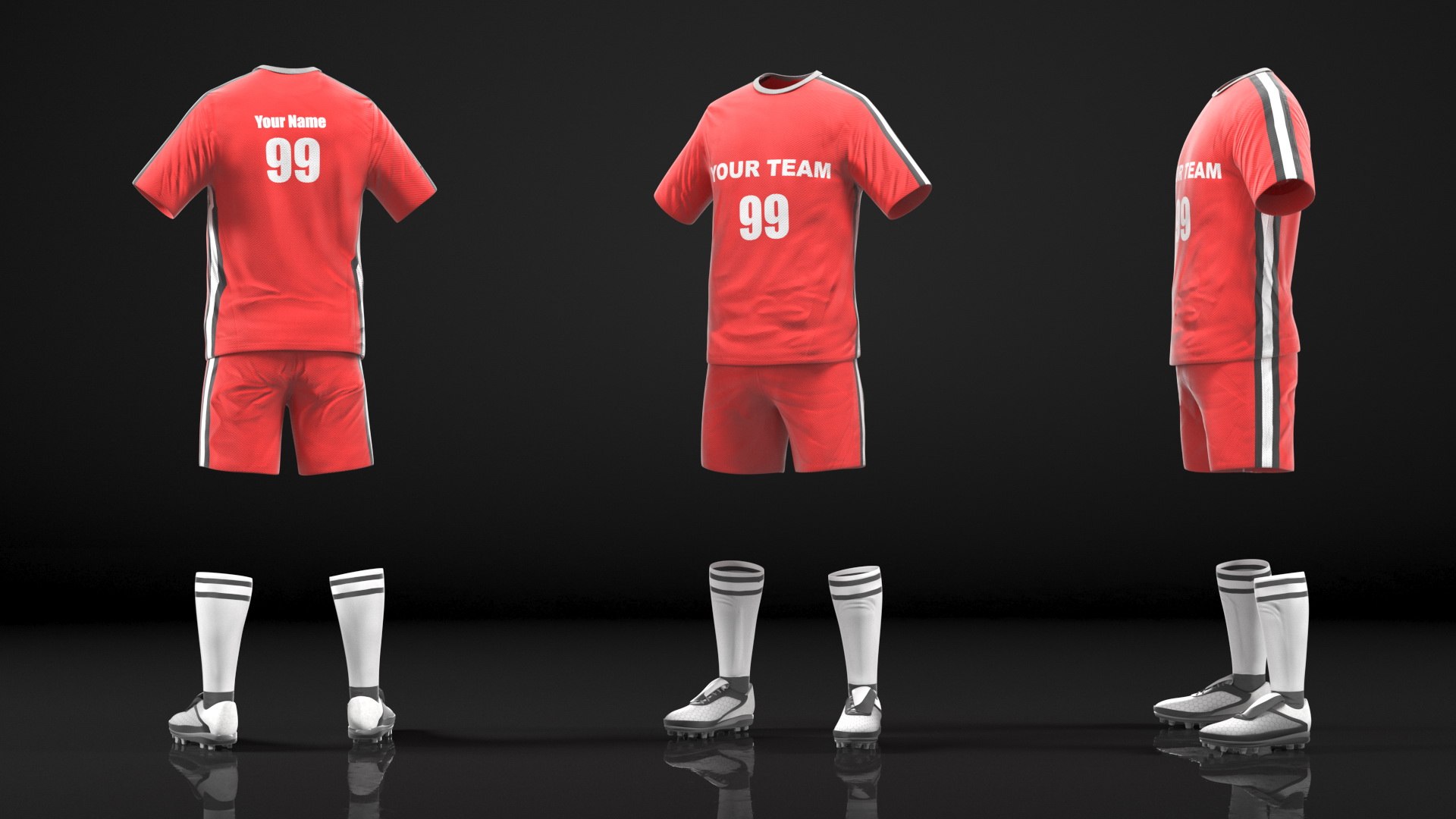Soccer Uniform Red Your Team 3D - TurboSquid 1930783