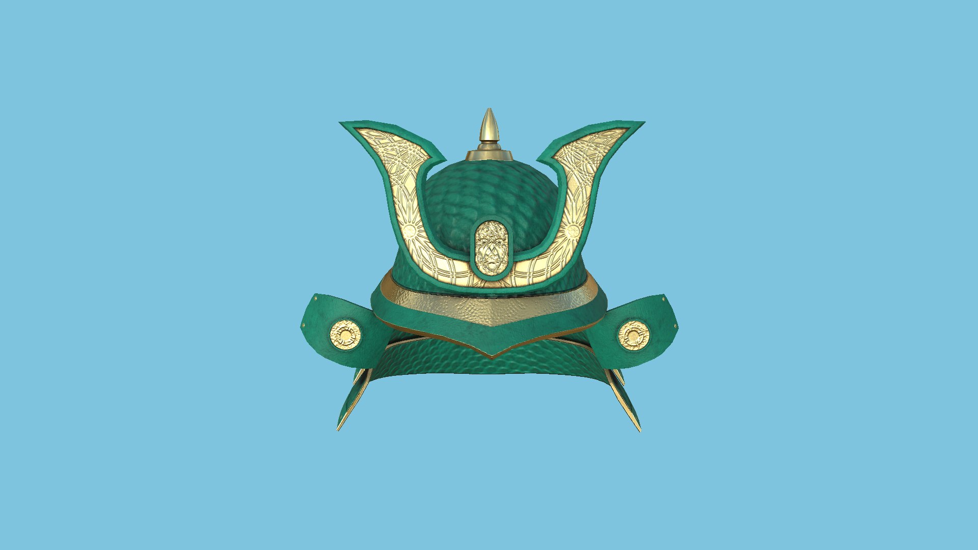 Samurai Helmet 03 Green Gold - Fantasy Character Design 3D Model ...