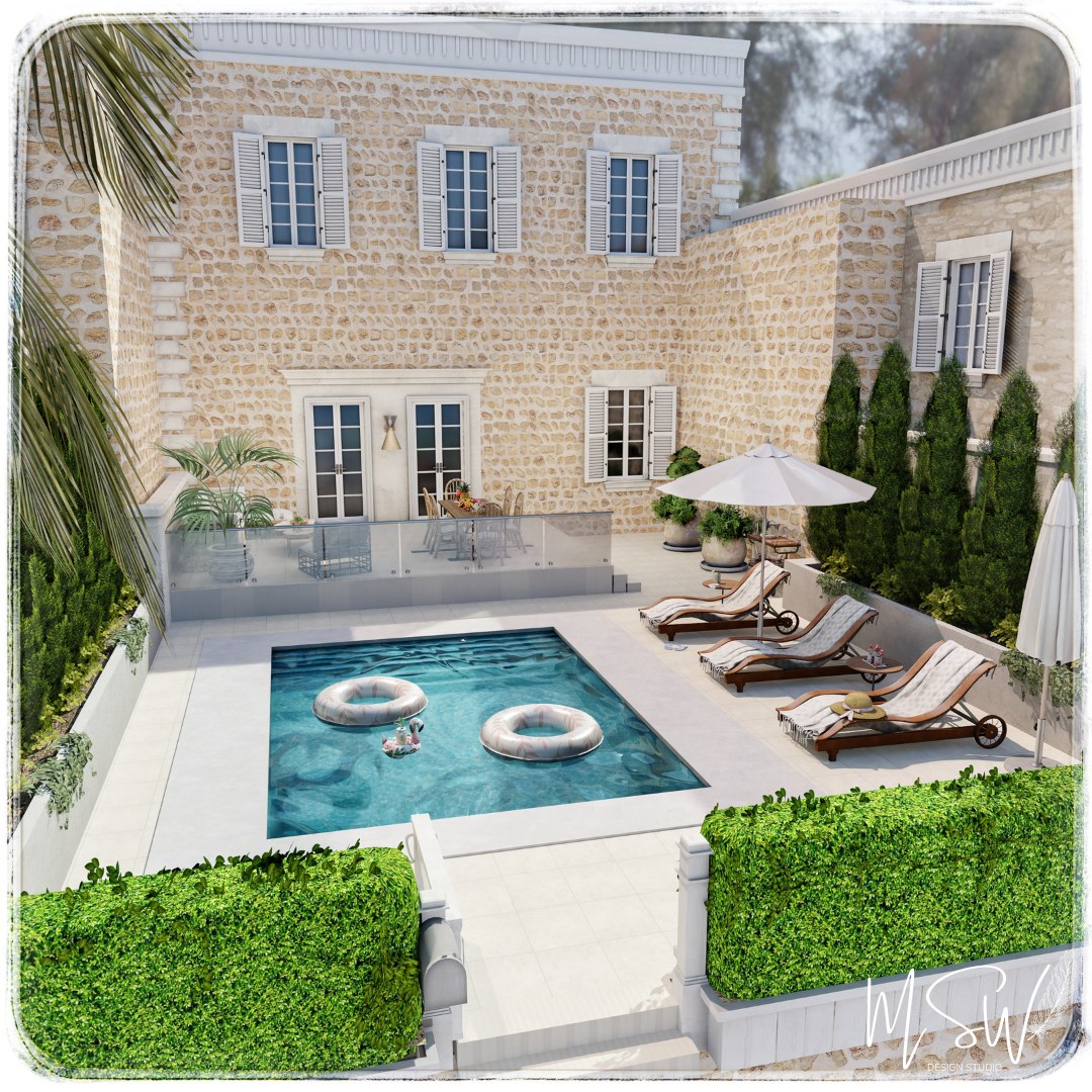 Mediterranean House With Pool Blender Scene Model - TurboSquid 2256309