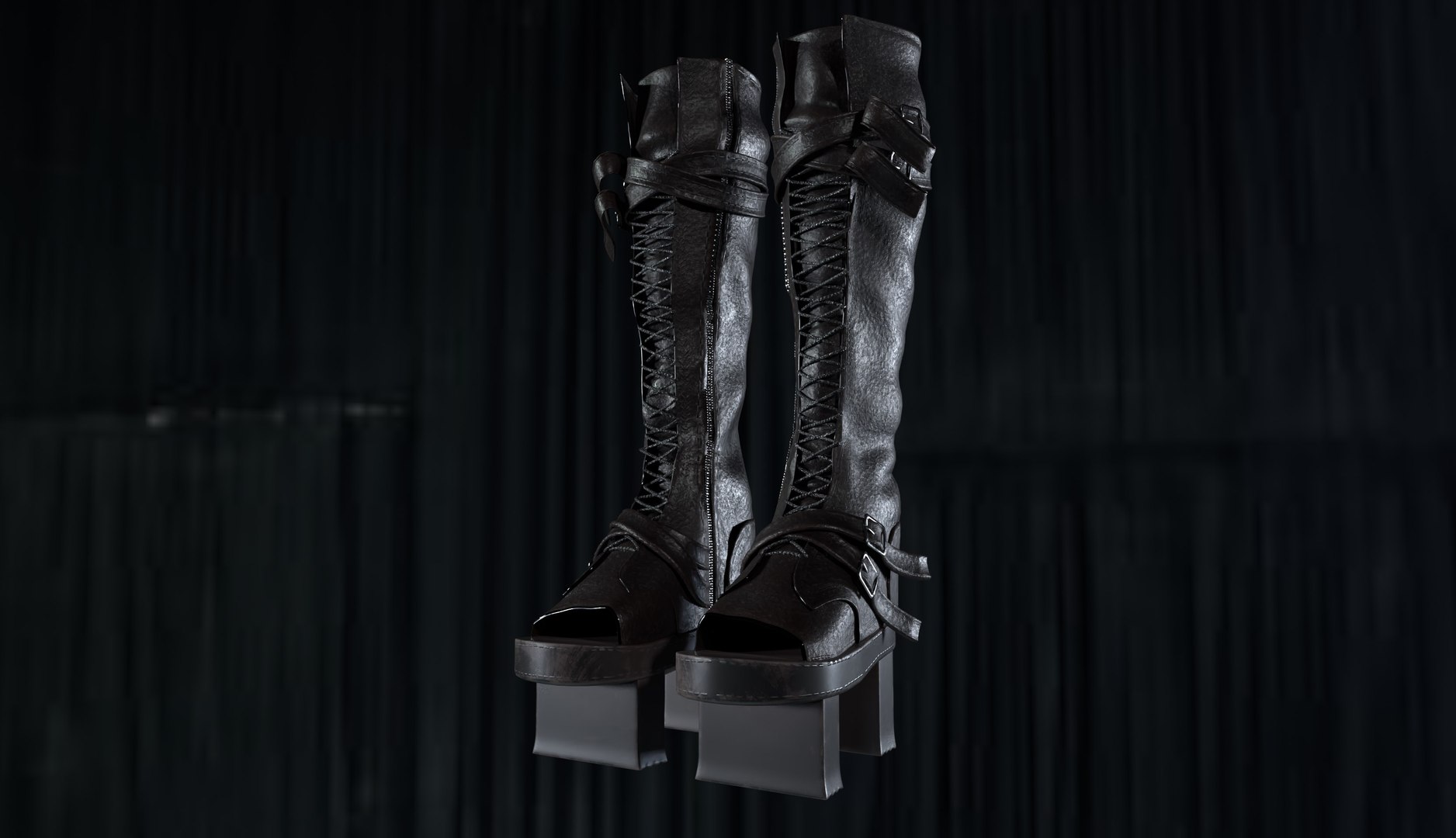 3D Metal Leather Boots Model - TurboSquid 1994665