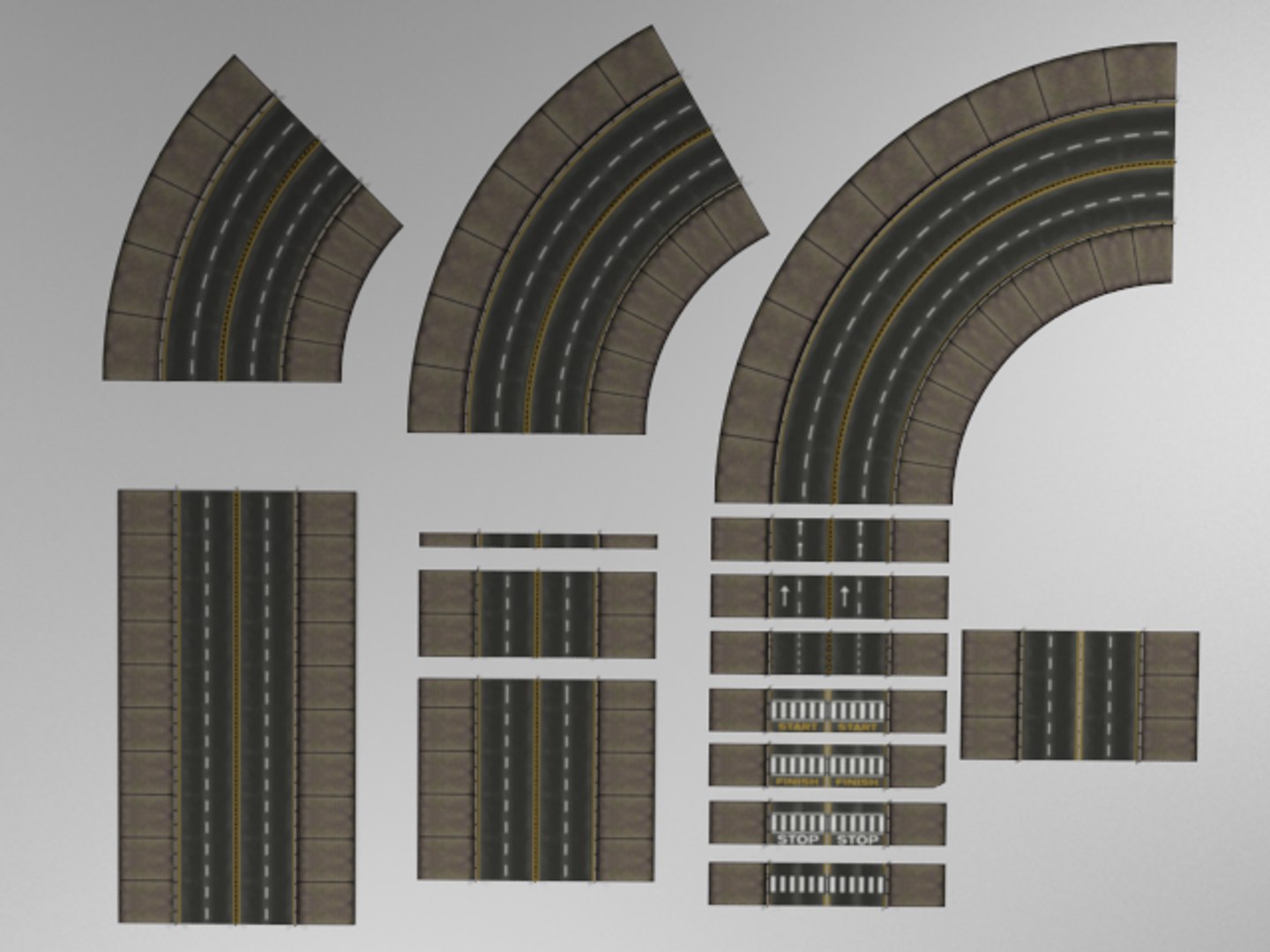 3d Roads Tracks Racing Games Model