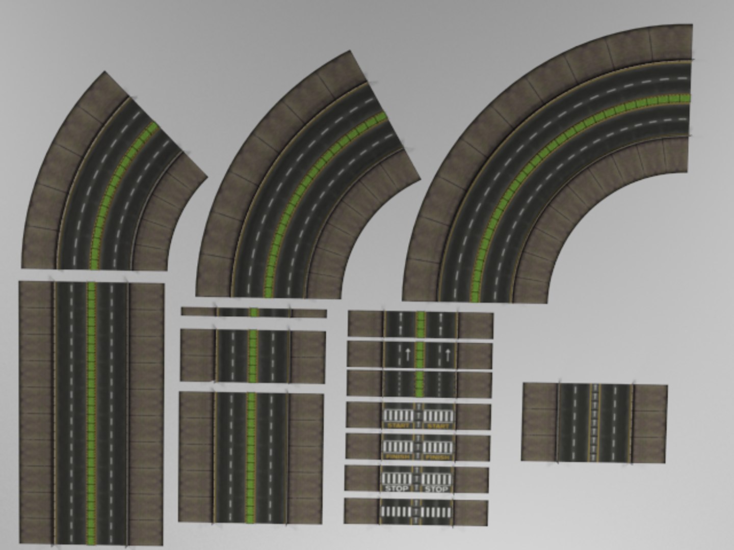 3d Roads Tracks Racing Games Model