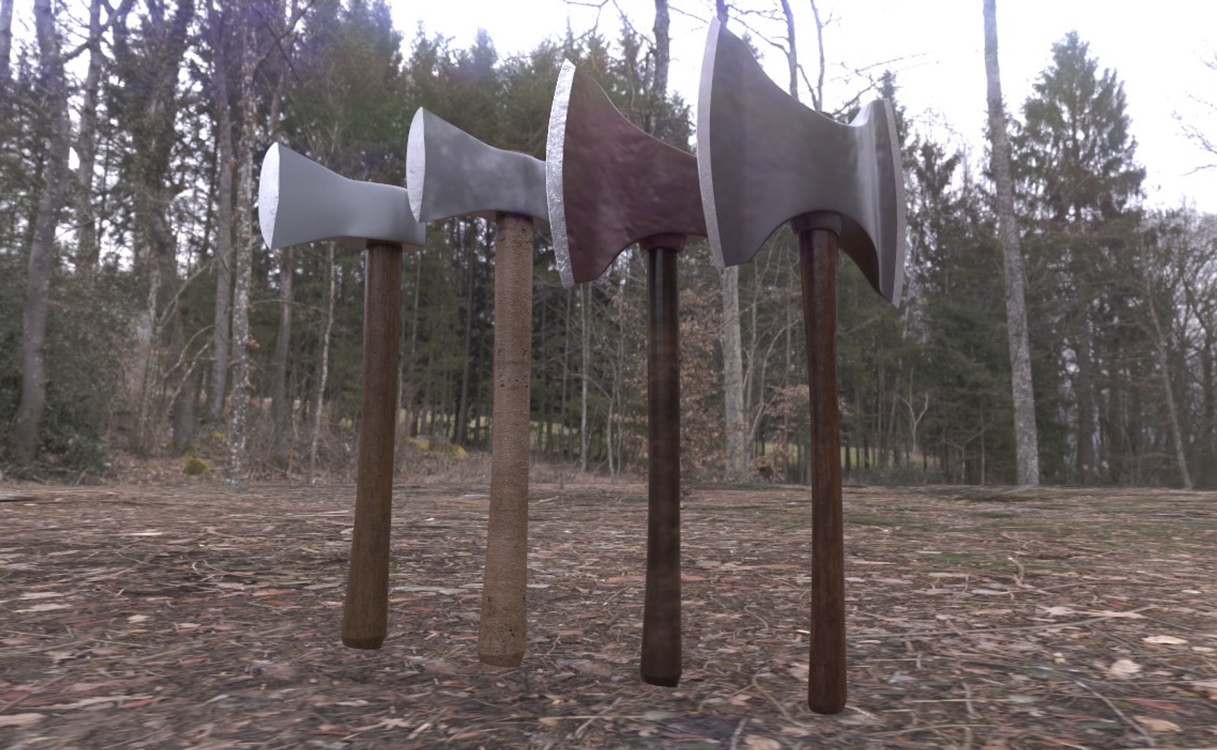 3D Axe Bundle 4 Types 2K Model - TurboSquid 2177710