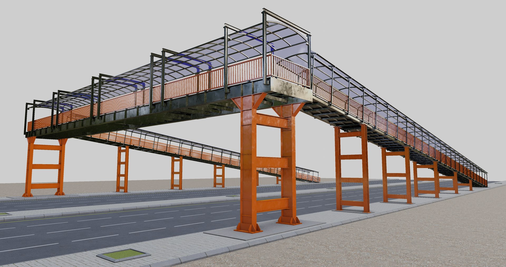 3D Model Steel Pedestrian Bridge Type-32 - TurboSquid 2143937