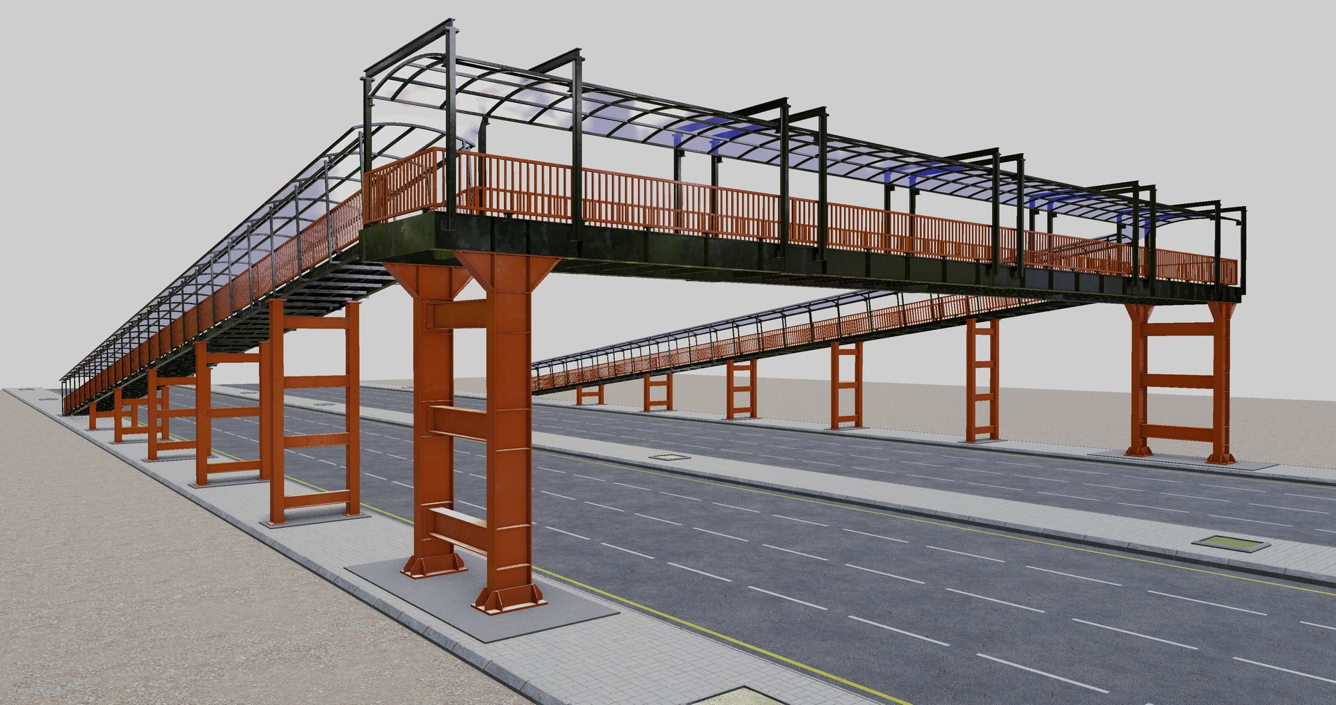 3D Model Steel Pedestrian Bridge Type-32 - TurboSquid 2143937