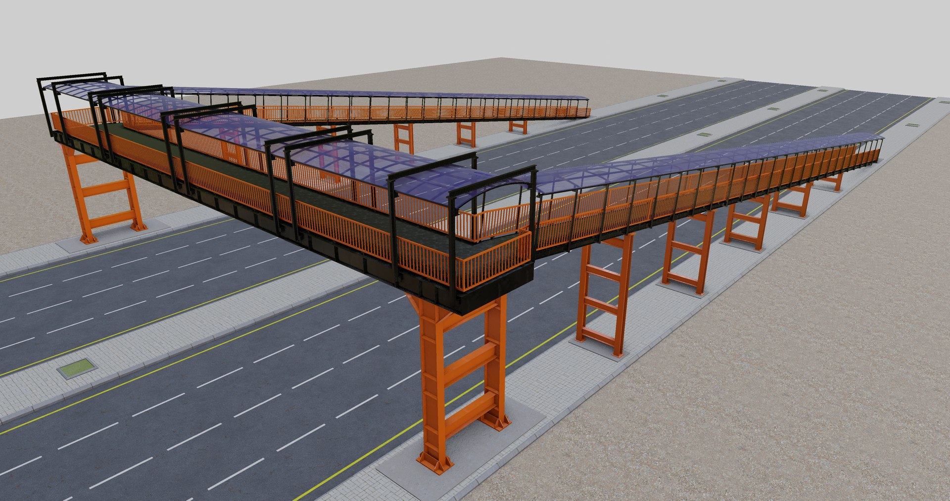 3D Model Steel Pedestrian Bridge Type-32 - TurboSquid 2143937