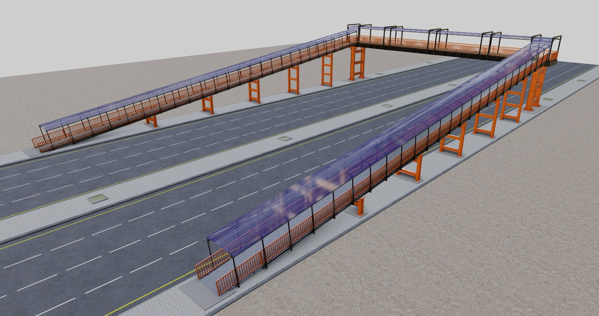 3D Model Steel Pedestrian Bridge Type-32 - TurboSquid 2143937