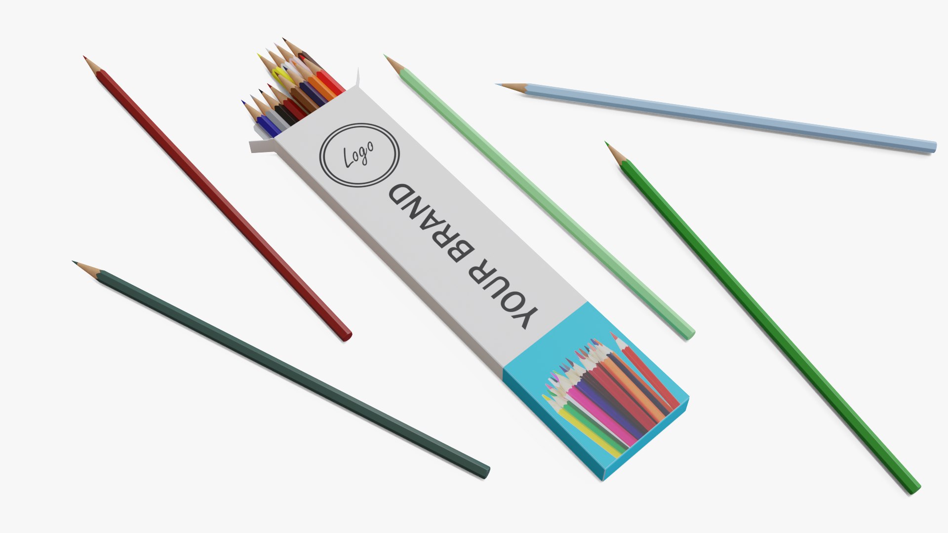 3D Pencil Box With Pencils Model - TurboSquid 2253672