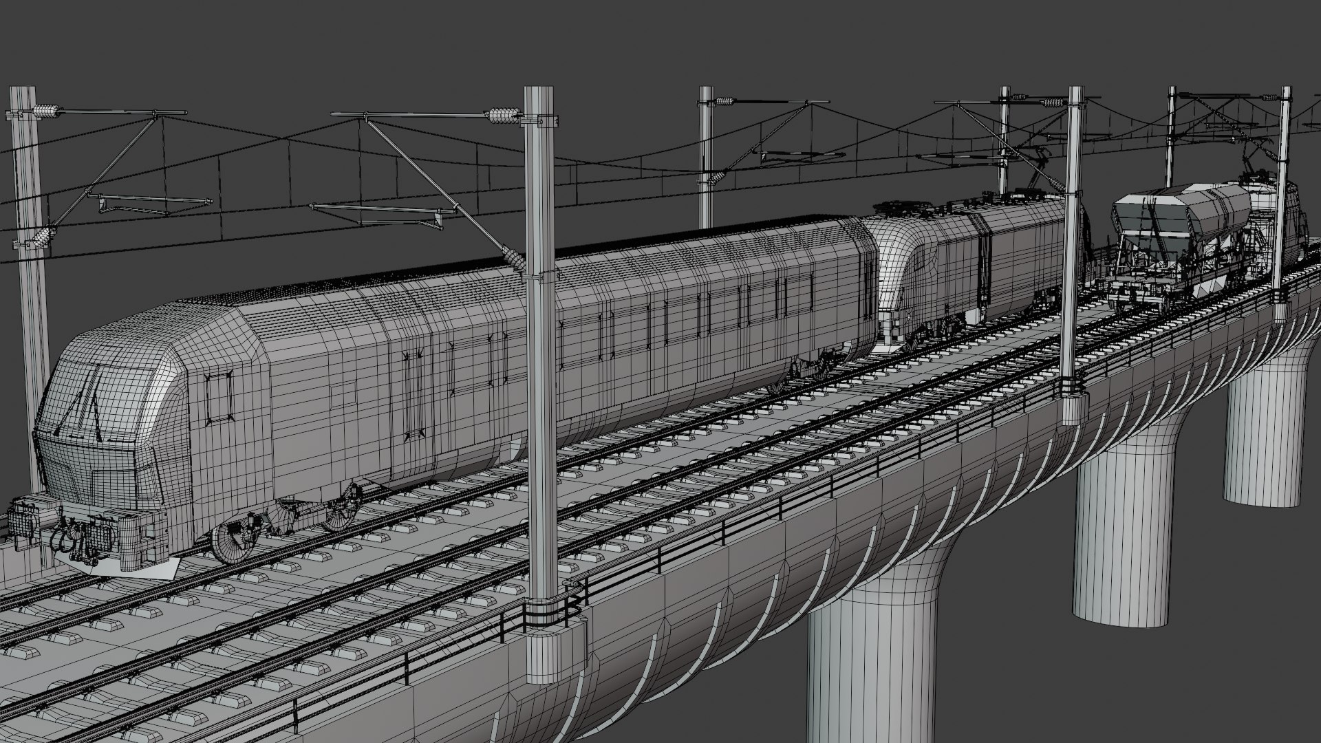 3D Bridge with passenger and cargo trains - TurboSquid 2183212