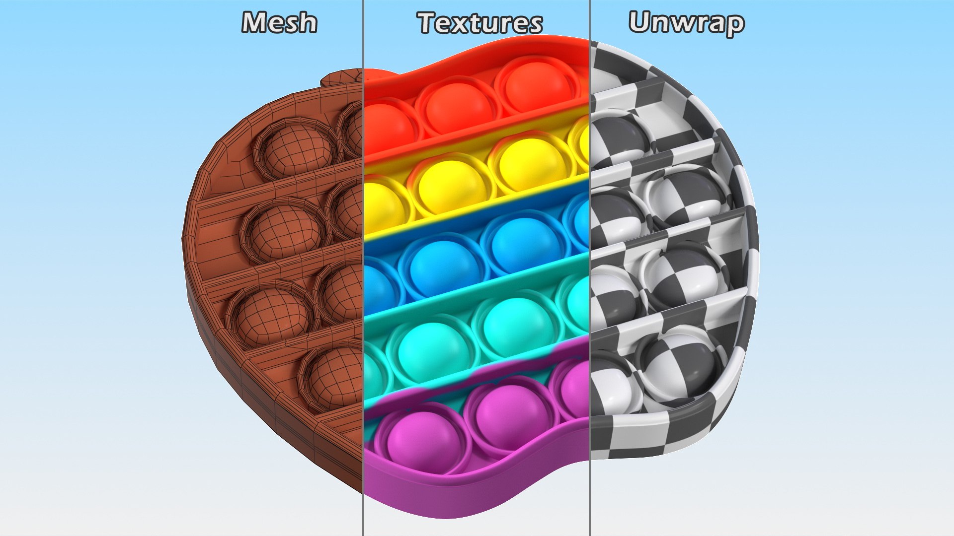 3D Rainbow Apple Pop It Toy - TurboSquid 1778806
