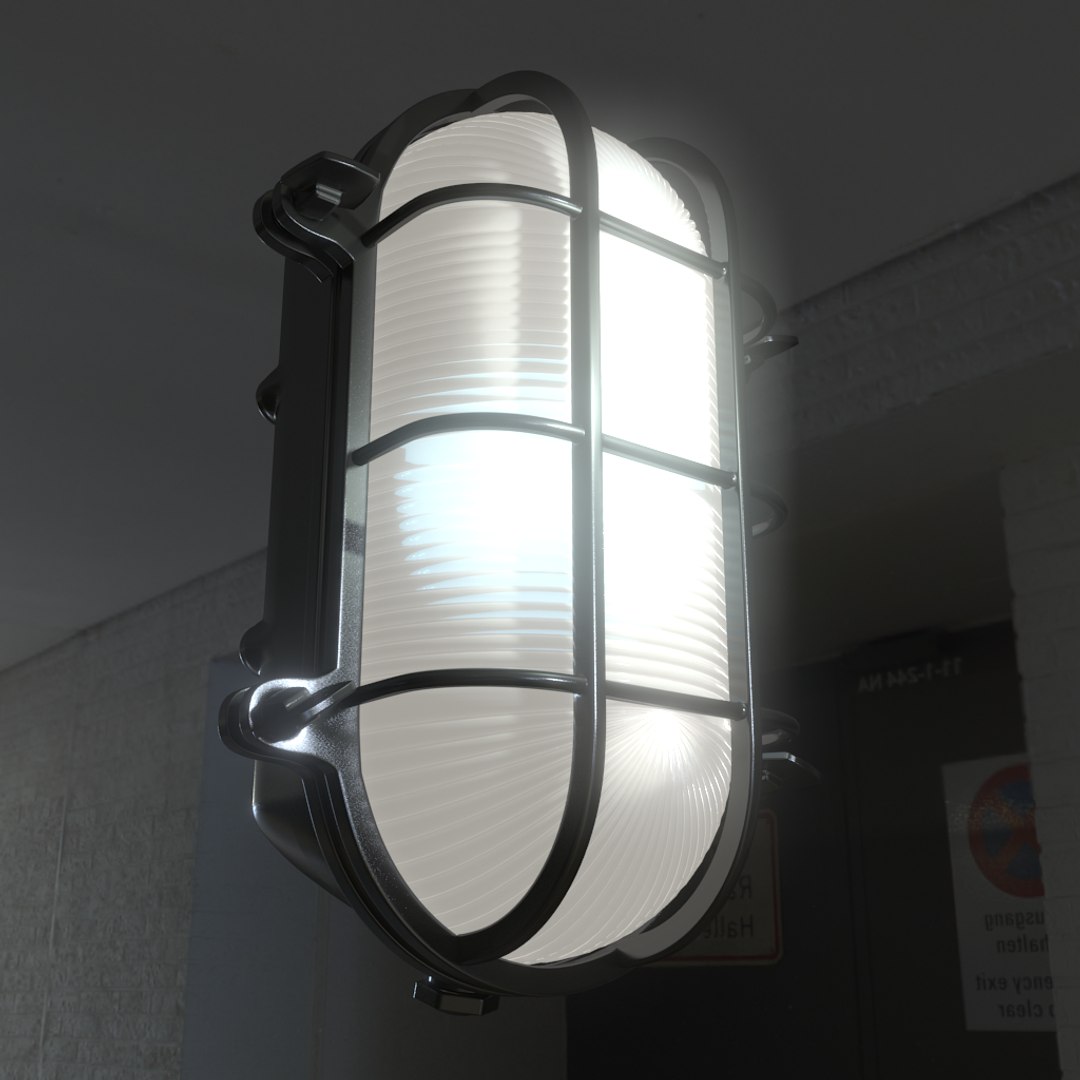 Obj Realistic Bulkhead Industrial Light Fixture