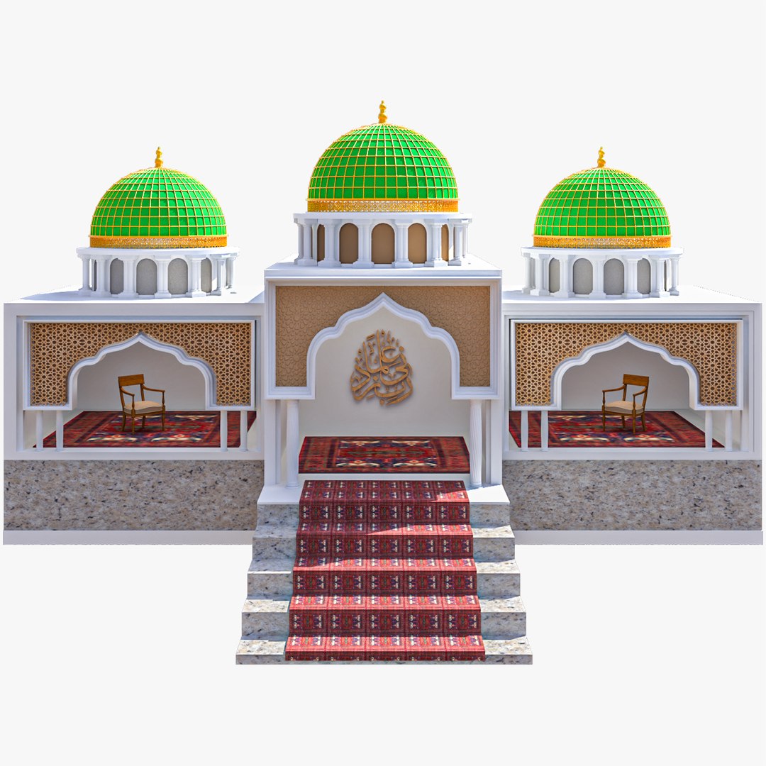 3D Model Of Open Rooms With A Decorated Mosque Dome On Top Of The ...