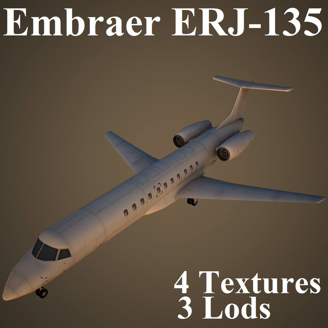 Embraer Erj-135 Low-poly 3d Max
