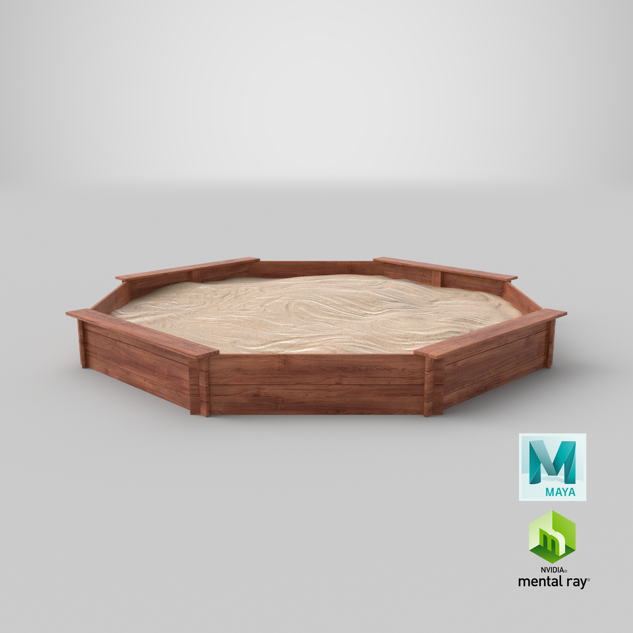 Wooden octagon sandbox model - TurboSquid 1625236