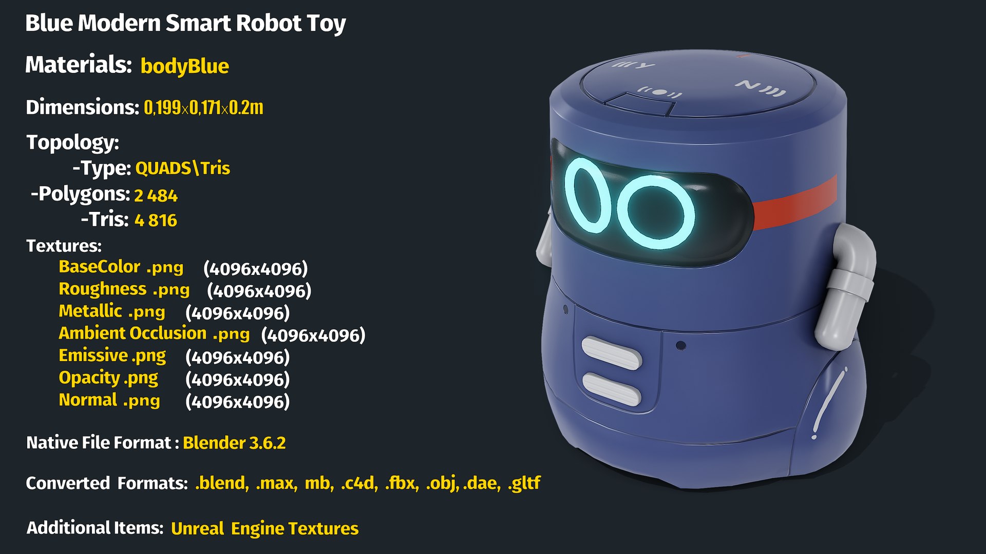 3D Blue Modern Smart Robot Toy - TurboSquid 2122939