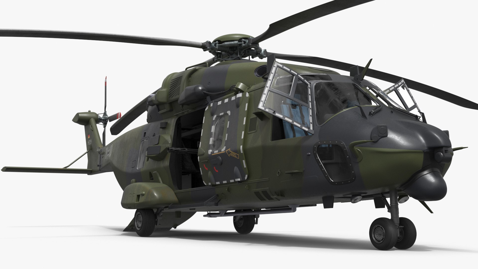 NH90 Military Transport Helicopter Green Camo With Interior 3D ...