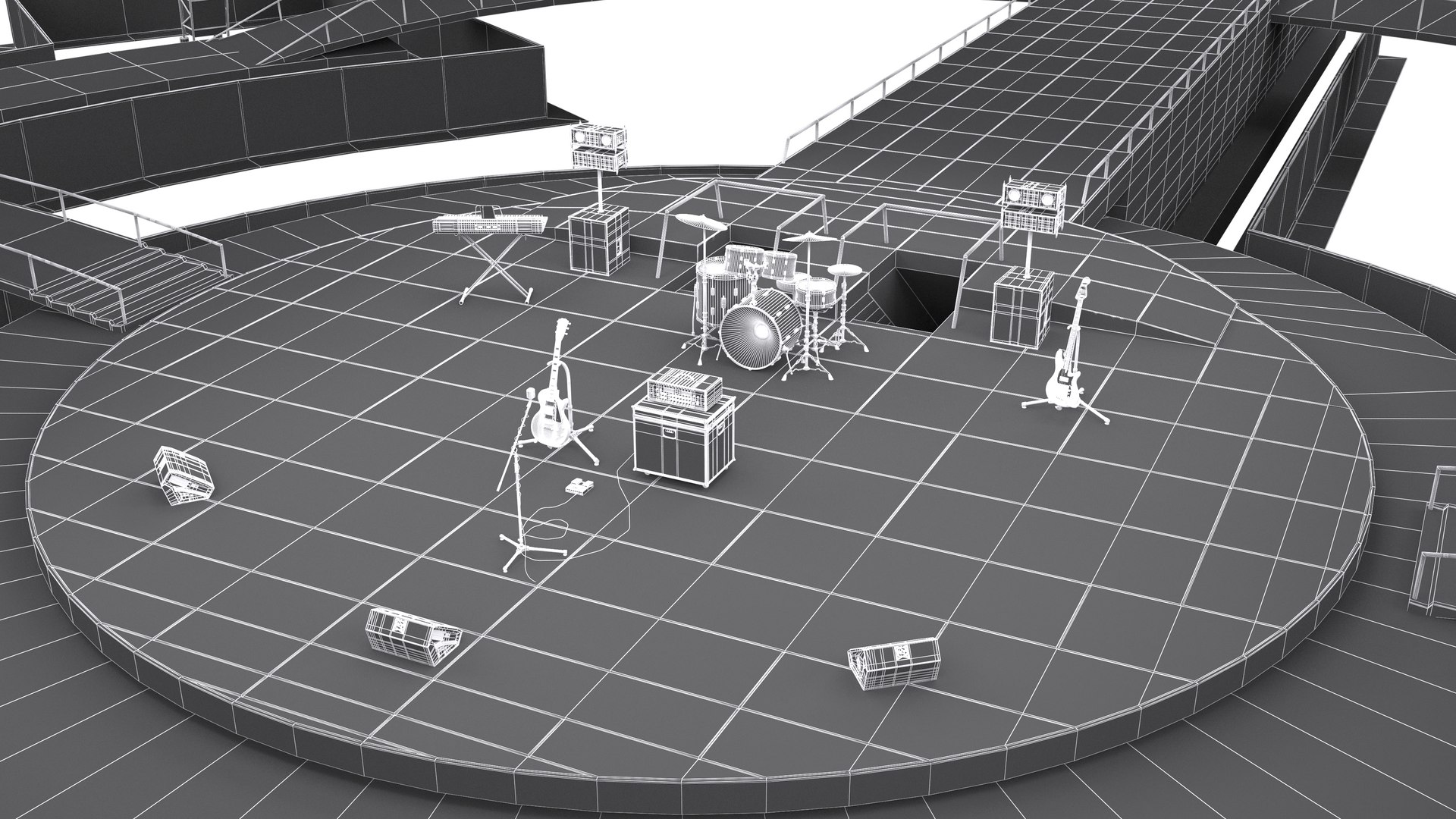 3D Model Concert Stage And Music Equipment - TurboSquid 1863738