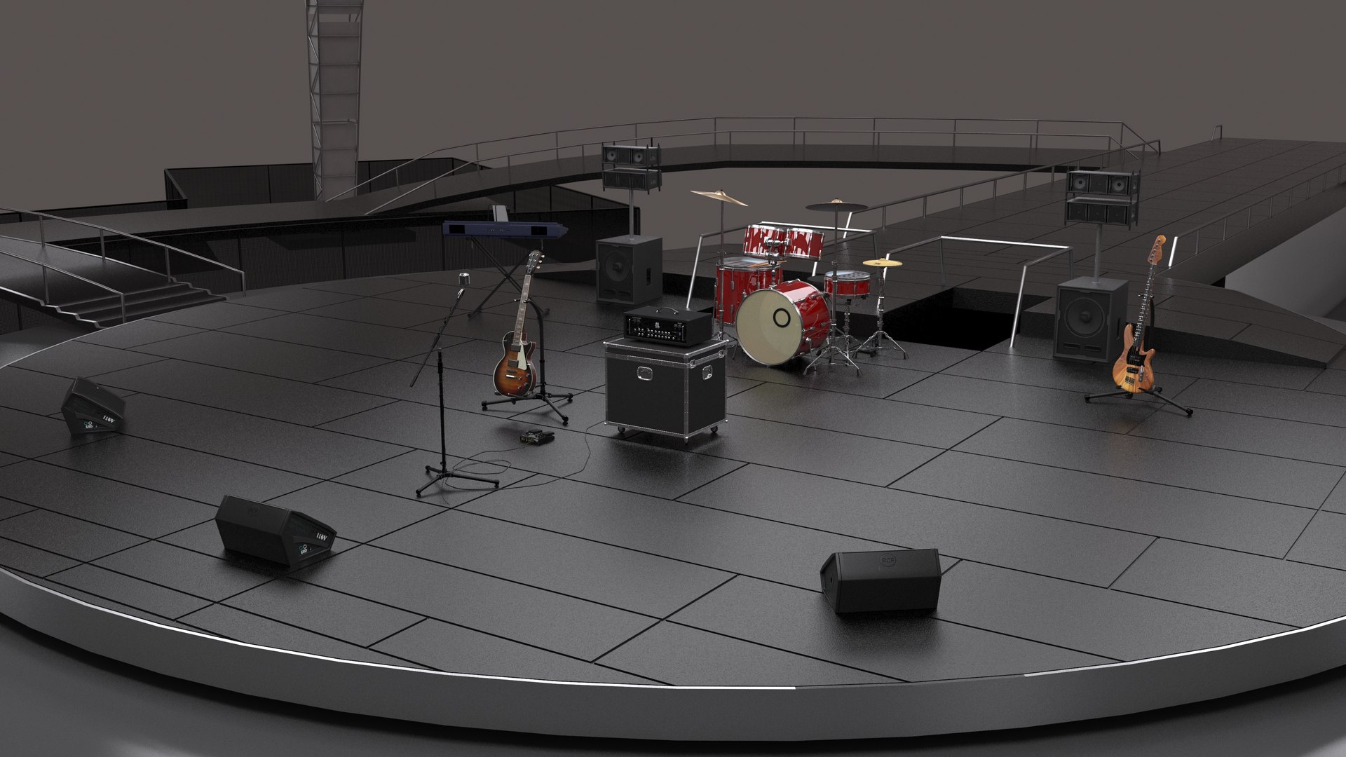 3D Model Concert Stage And Music Equipment - TurboSquid 1863738