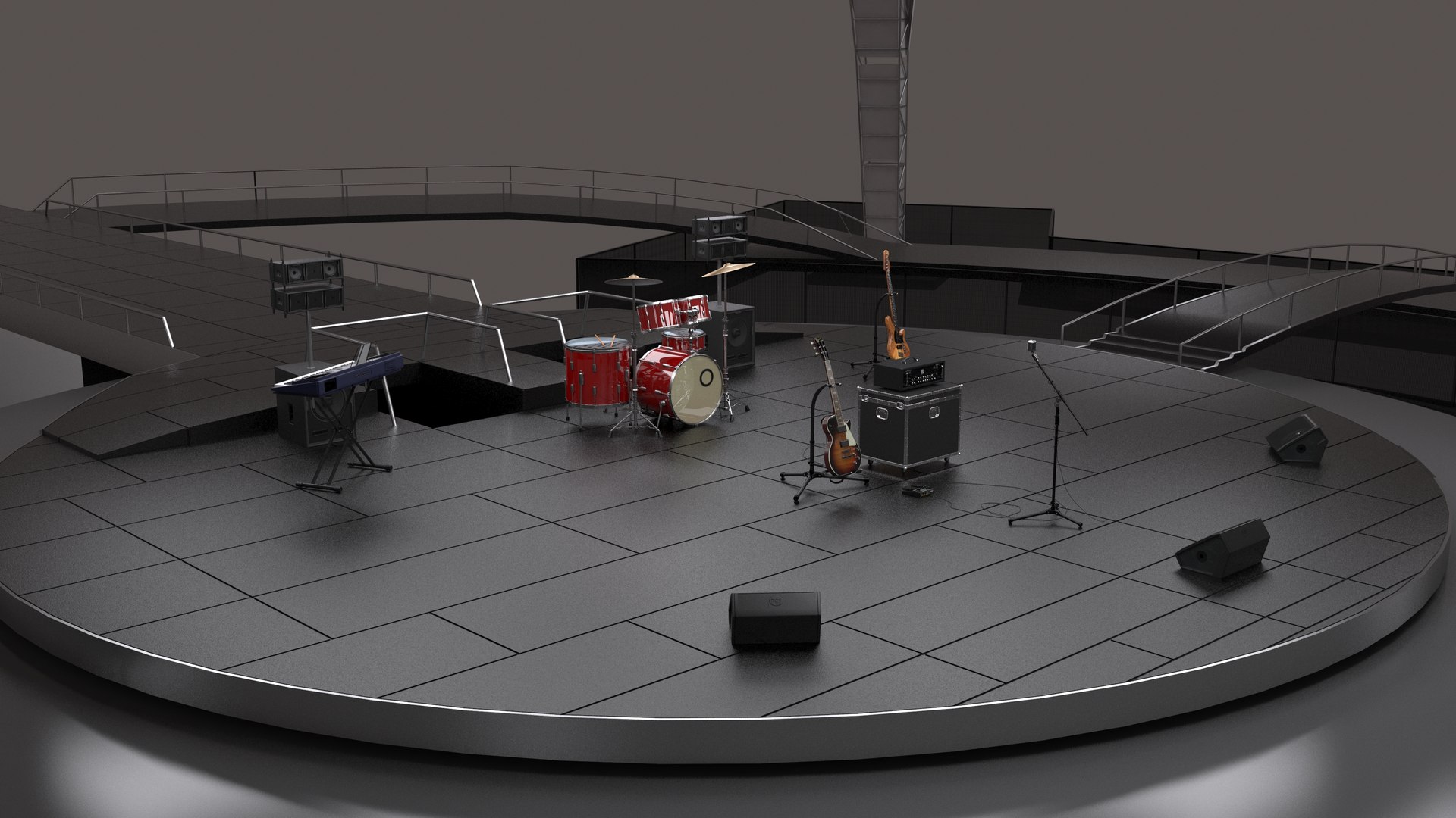 3D Model Concert Stage And Music Equipment - TurboSquid 1863738