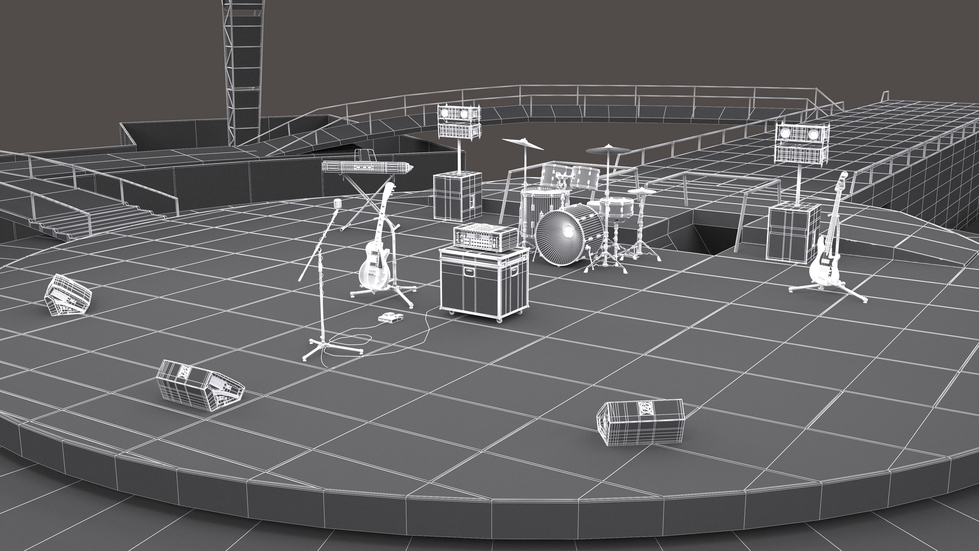 3D Model Concert Stage And Music Equipment - TurboSquid 1863738