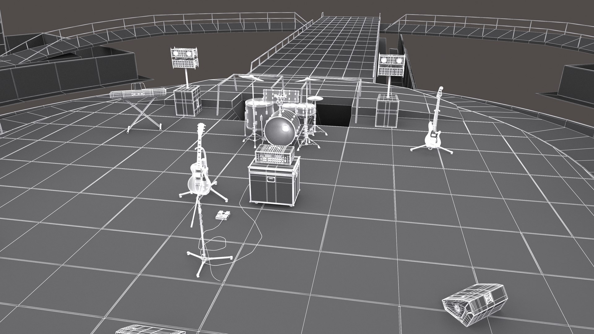 3D Model Concert Stage And Music Equipment - TurboSquid 1863738