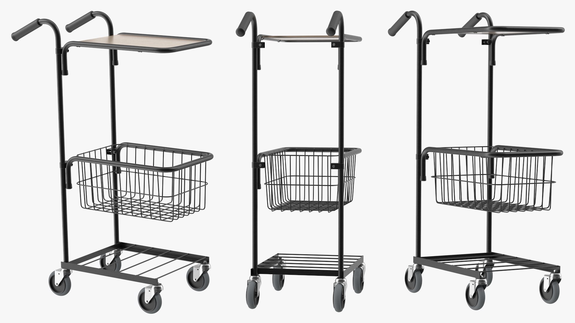 3D Mini Trolley With Shelf And Basket Black - TurboSquid 1971089