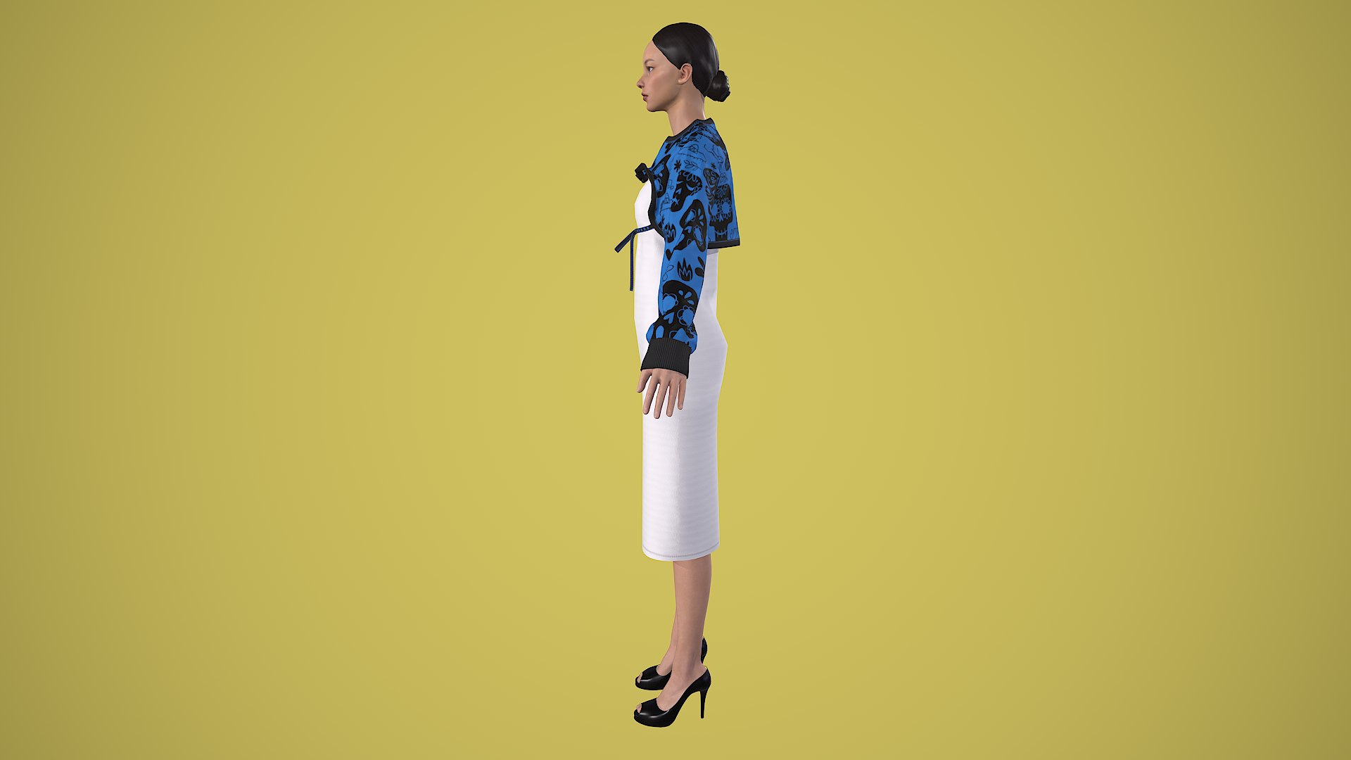 3D model outfit set with Blue Mexican skull pattern 2 pieces ...