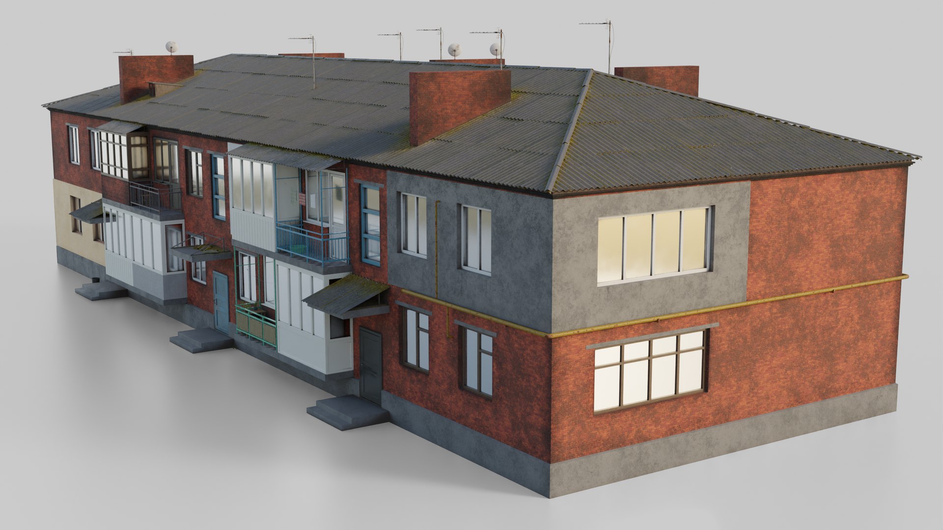 Two-Story Apartment Building 3D Model - TurboSquid 1945641