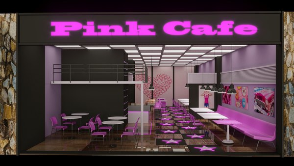 3D Pink Cafe Restaurant model - TurboSquid 1875740