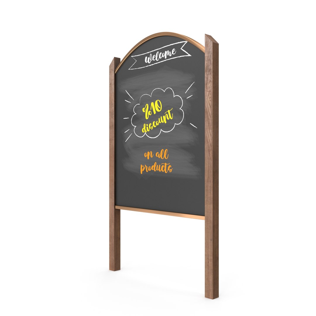 3D Wooden Double-Sided Menu Advertising Sign Model - TurboSquid 2305187